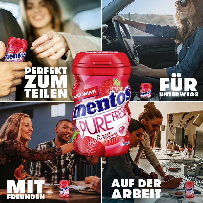 Mentos Sugar-Free Chewing Gum Pure Fresh Strawberry - 6 Boxes Multipack ...