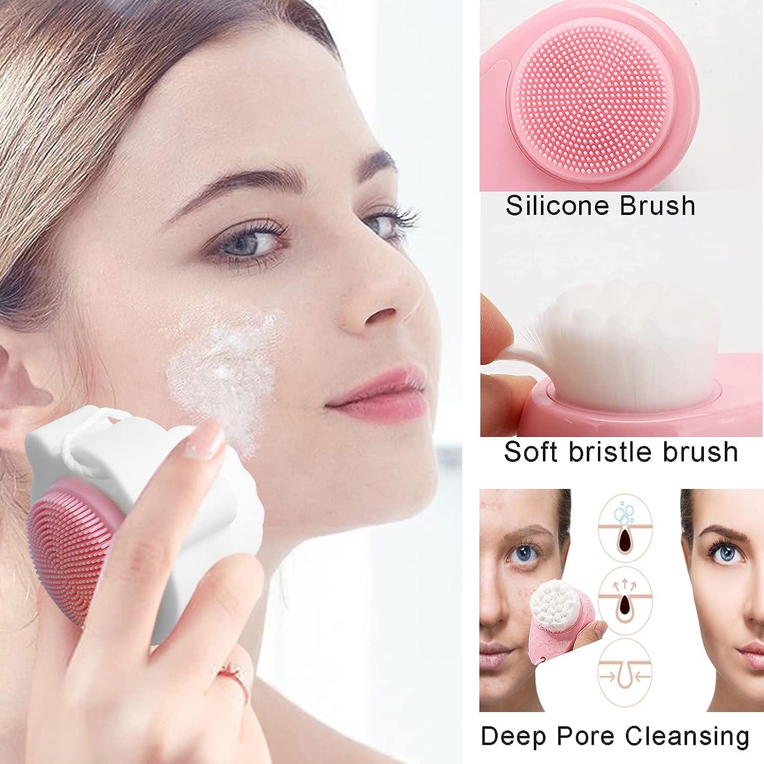3Pcs Upgraded 2-in-1 Facial Cleansing Brush Set for Cleansing and ...