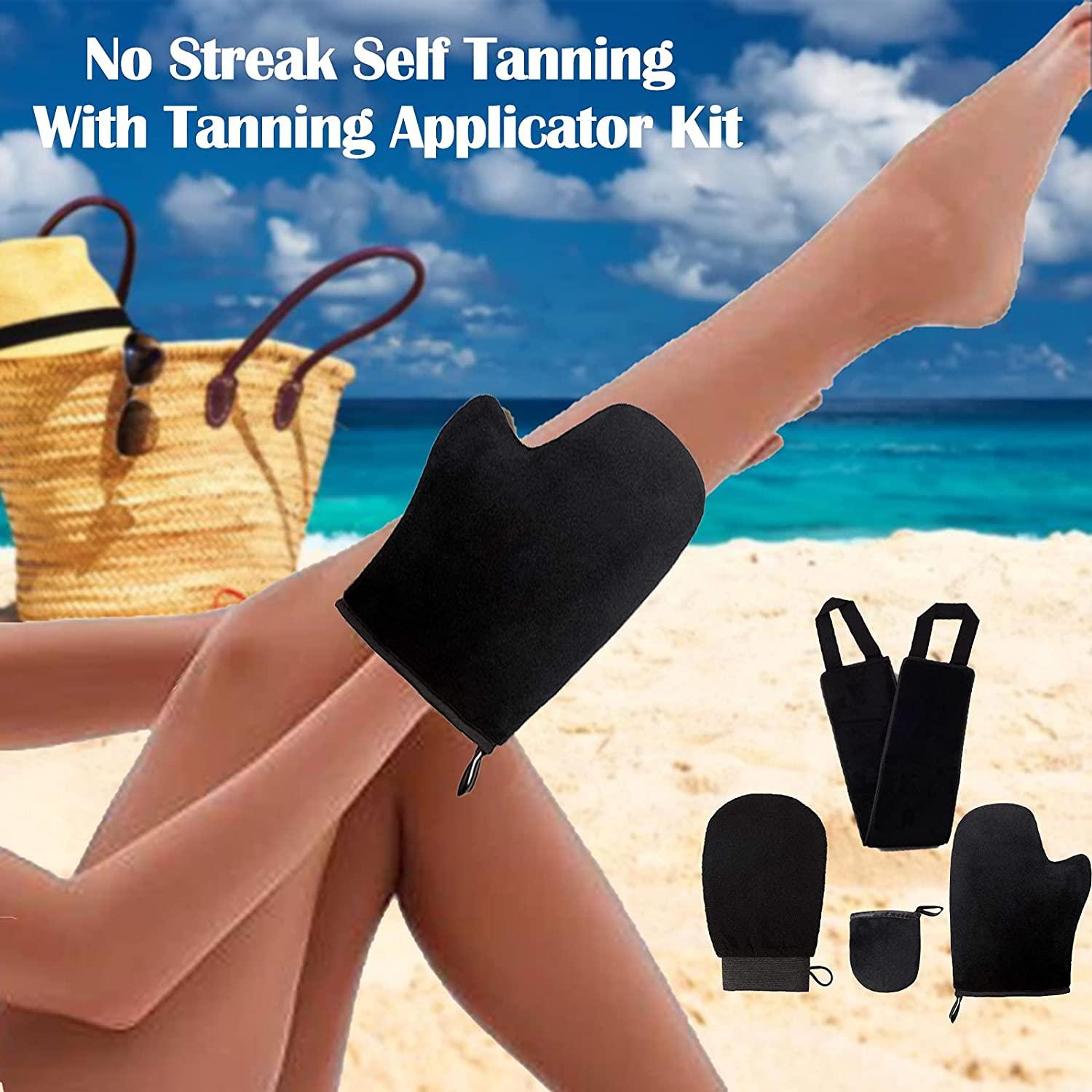 GENFORD 5-Piece Self Tanning Mitt Applicator Set - Fingerless Glove for ...