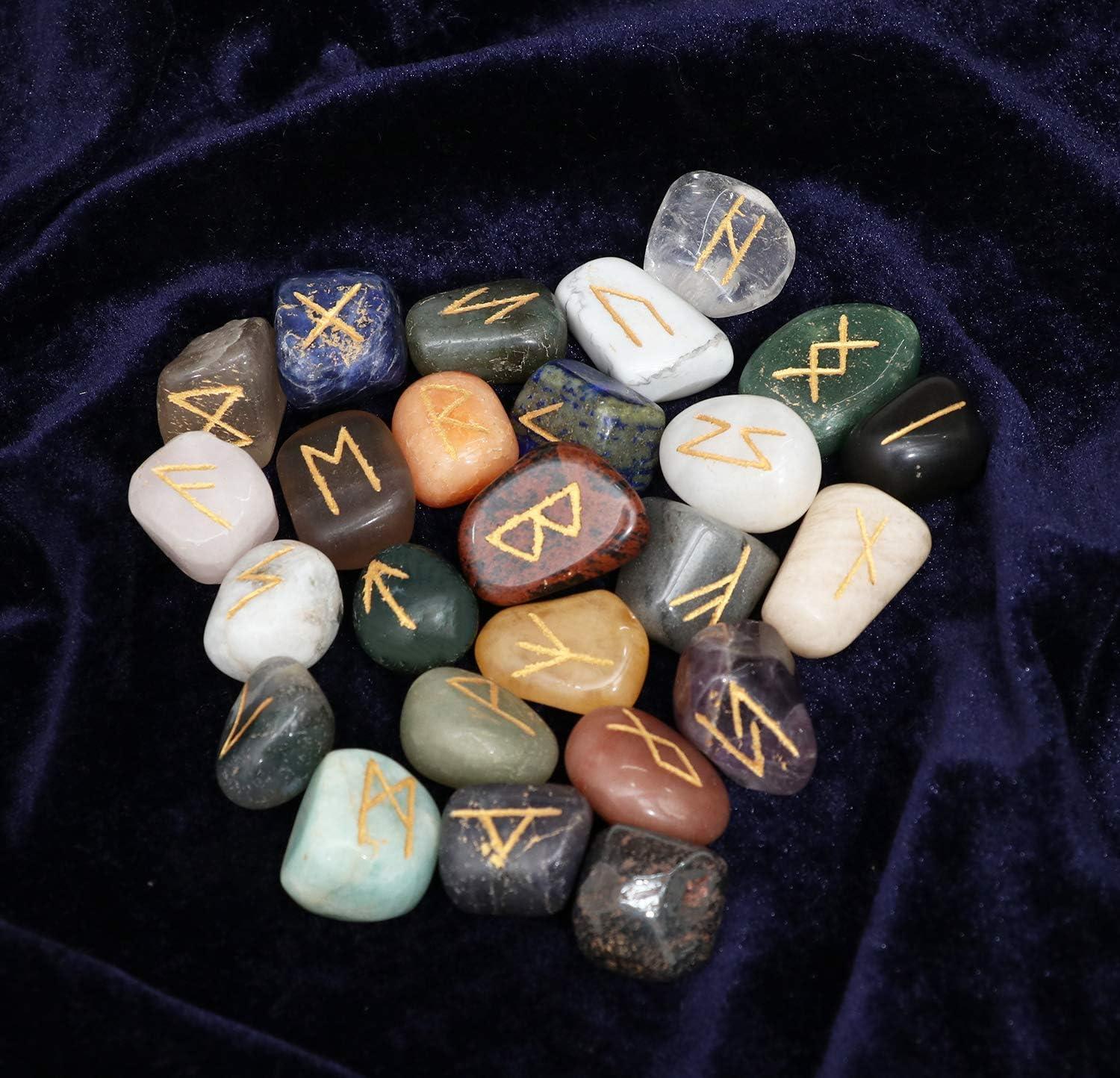 Crocon Mix chakra Rune tumble shape gemstone rune with Elder Futhark ...