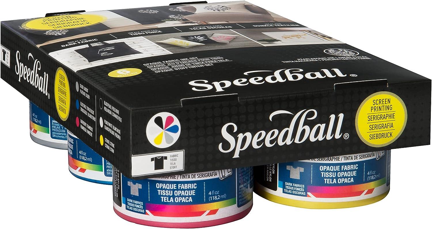 Speedball Fabric Screen Printing Ink Starter Set - Opaque 6-Color 4oz ...