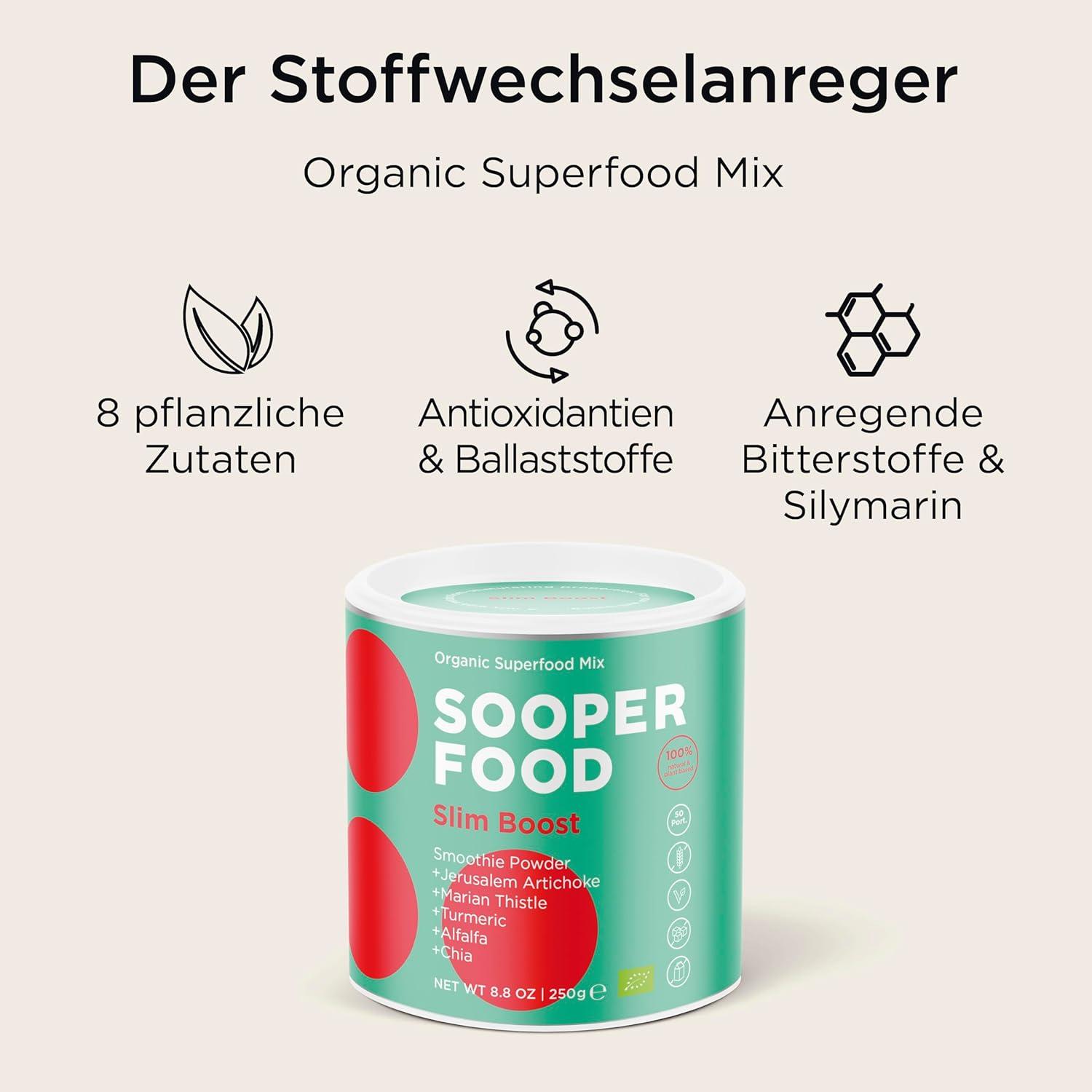 Sooper Food Slim Boost 250g - Bio Vegan Superfood Powder for Fast ...