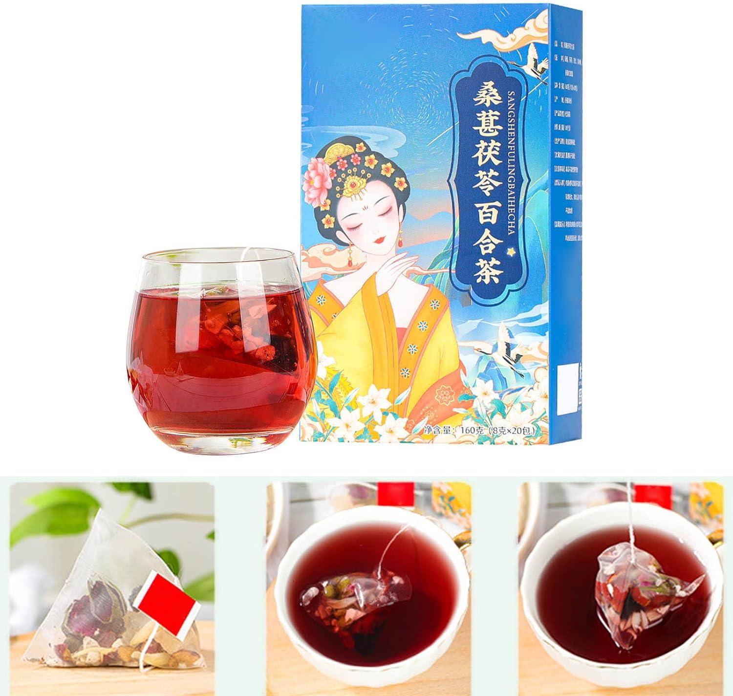 Mulberry Poria Lily Tea 20 Count Herbal Tea Dates Rock Sugar Edible ...