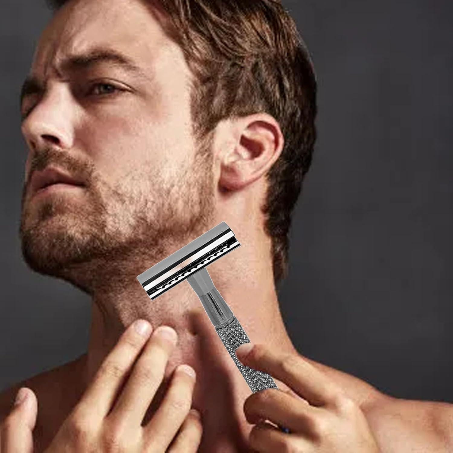 Double Edge Safety Razor - Ergonomic Waterproof Design Versatile Metal ...