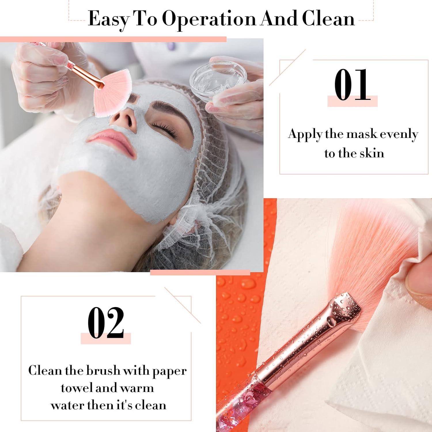 12 Pcs Glitter Quicksand Handle Fan Brushes for Facial Masks - Soft ...