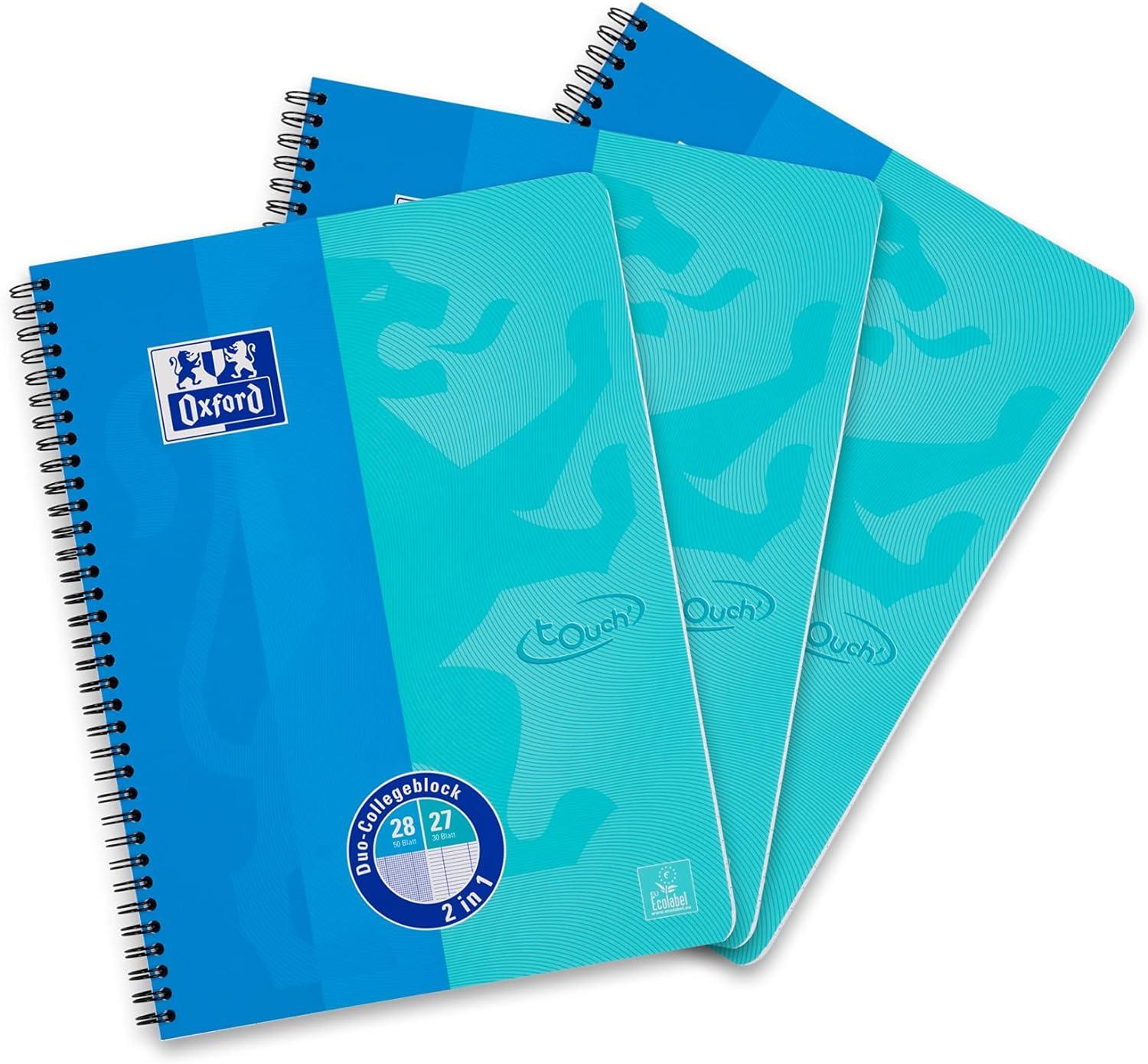 Buy Oxford Touch College Block Duo A4 Notebooks - 80 Sheets Blue - 3 ...