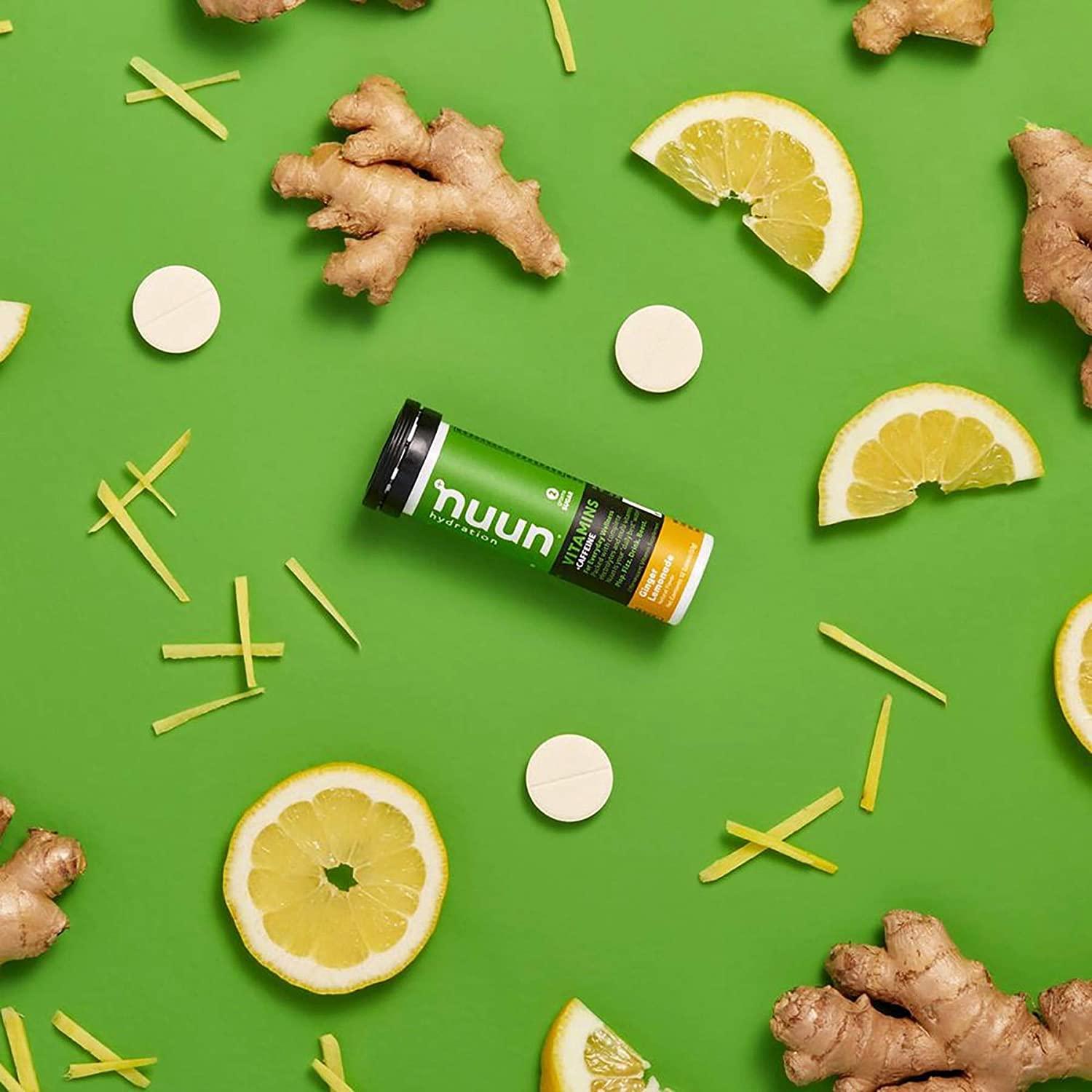 Nuun Vitamins + Caffeine: Ginger Lemonade Daily Supplement (3 Tubes, 36 ...