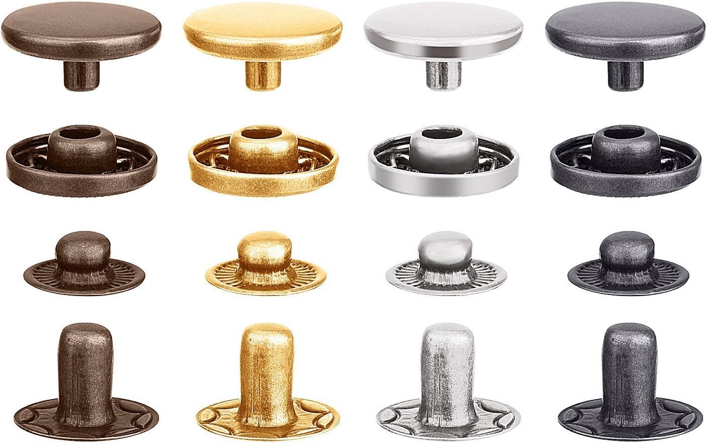 100 Set 12.5mm Snap Fasteners Leather Buttons Kit with Fixing Tools ...