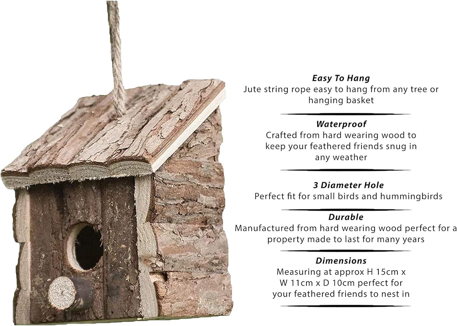 Garden Mile Natural Bird Box Houses Hotel - Traditional Wooden Bird Hut ...