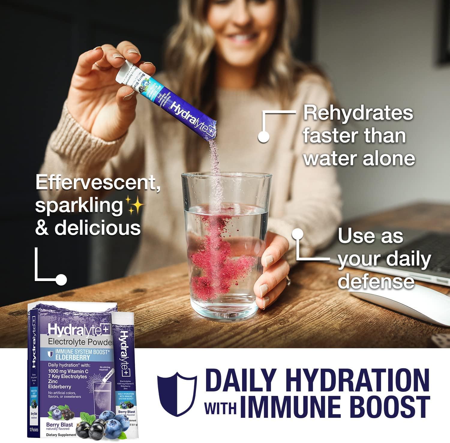 Hydralyte Immunity - Elderberry & Vitamin C Electrolyte Powder Packets ...
