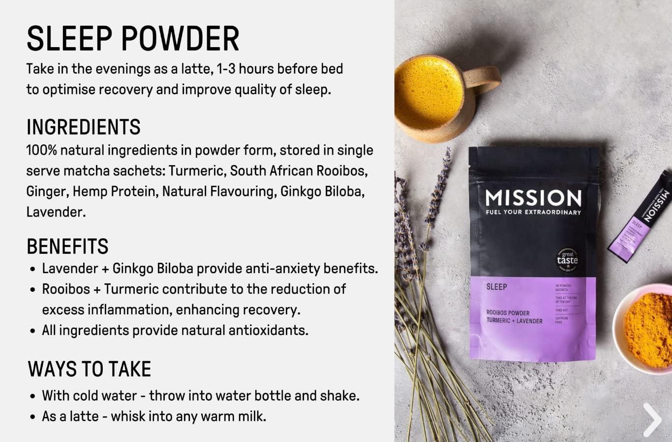 Sleep Matcha Tea - 10 Sachets | Rooibos Powder with Turmeric & Lavender ...