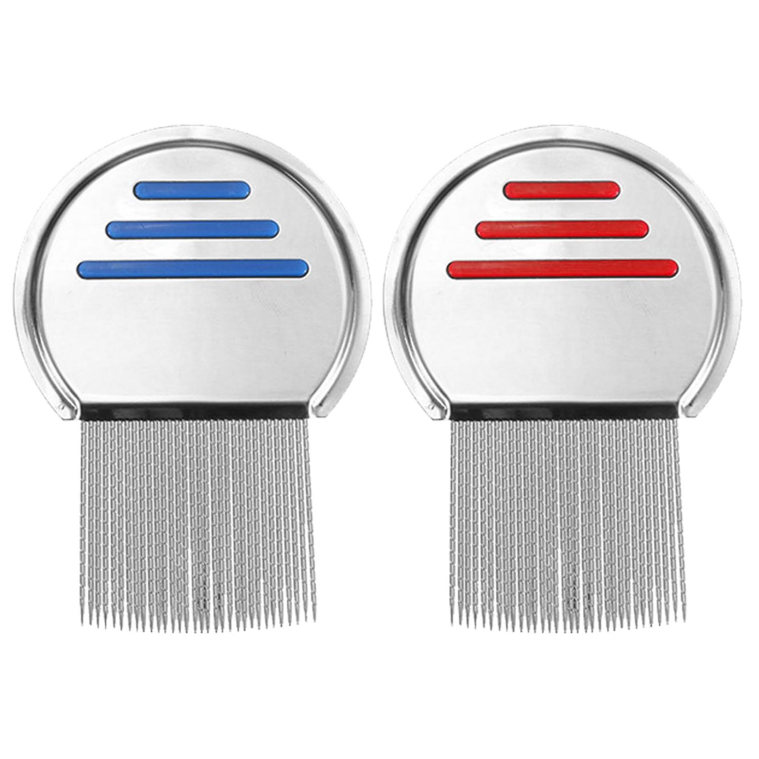 2 Pcs Stainless Steel Lice Nit Combs for Long Thick Hair - Fast Lice ...