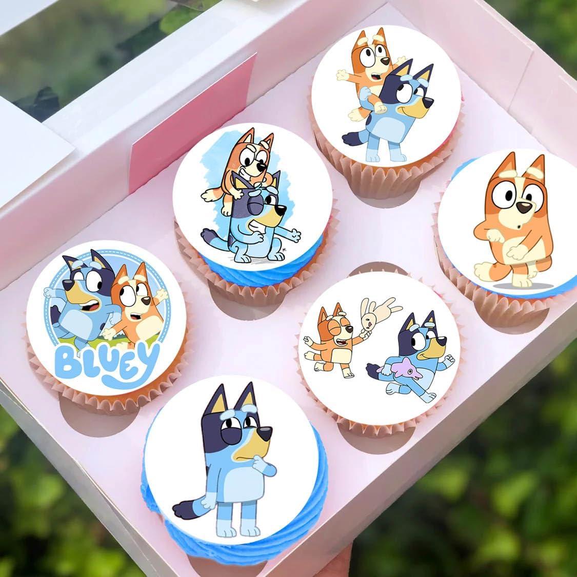 Pre-Cut Bluey 2A Edible Stand up Wafer Paper Cupcake Toppers Cake ...