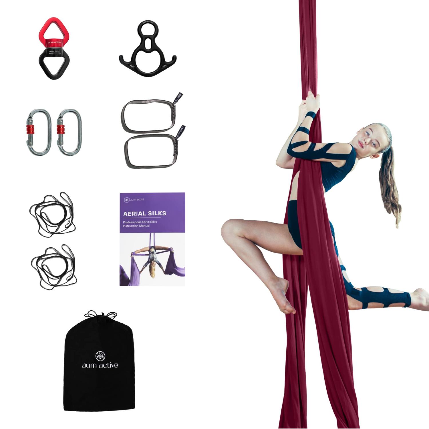 Aum Active 11 Yards Aerial Silks Kit with Swivel & Guide - Durable ...