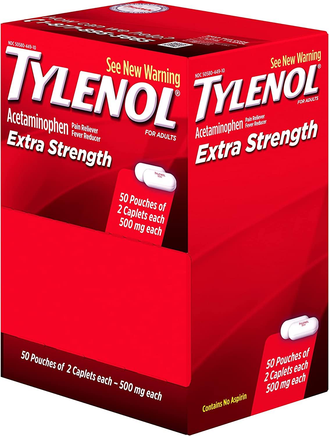 Tylenol Extra Strength Caplets with Acetaminophen, Pain Reliever ...