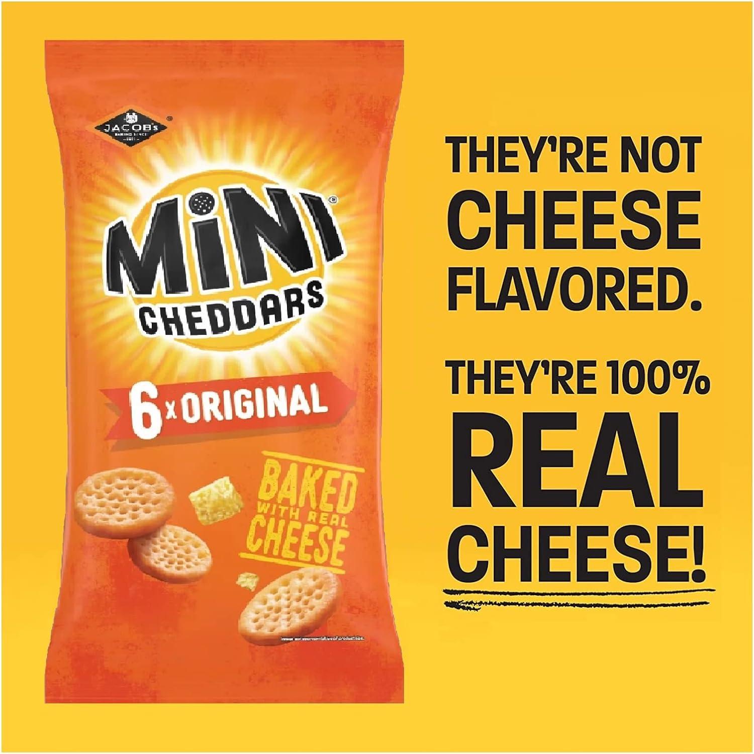 Mini Cheddars Snacks Bulk - 48 x 23g Original Cheddar Biscuits Baked ...