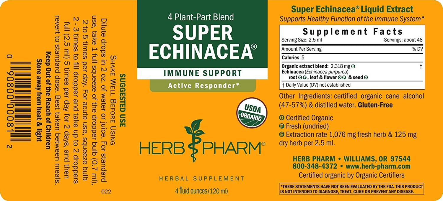 Herb Pharm Organic Super Echinacea Liquid Extract - 4 Oz - Immune ...