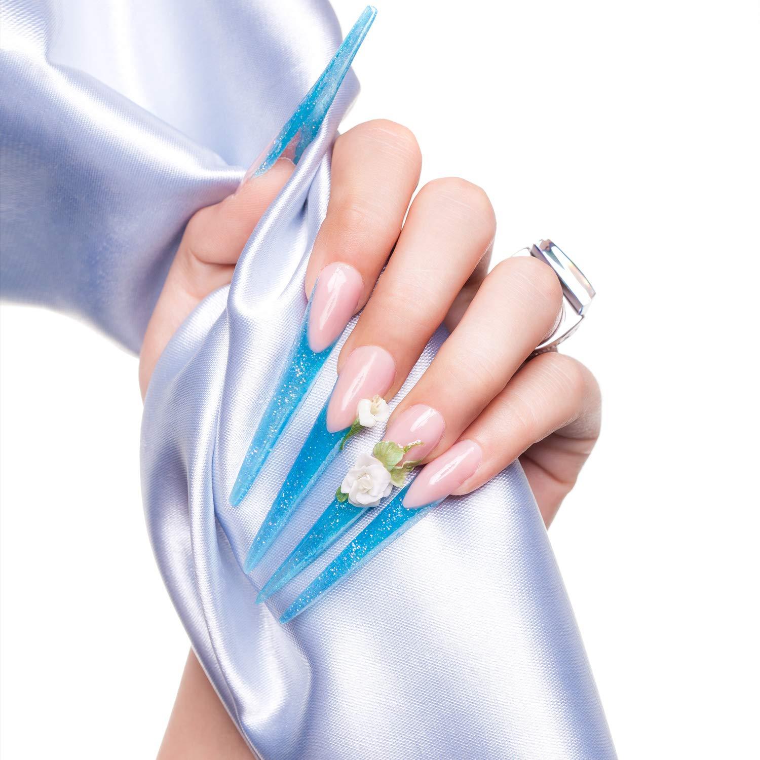 180 Extra Long Stiletto False Nails Tips Set with Files - Clear | DIY ...