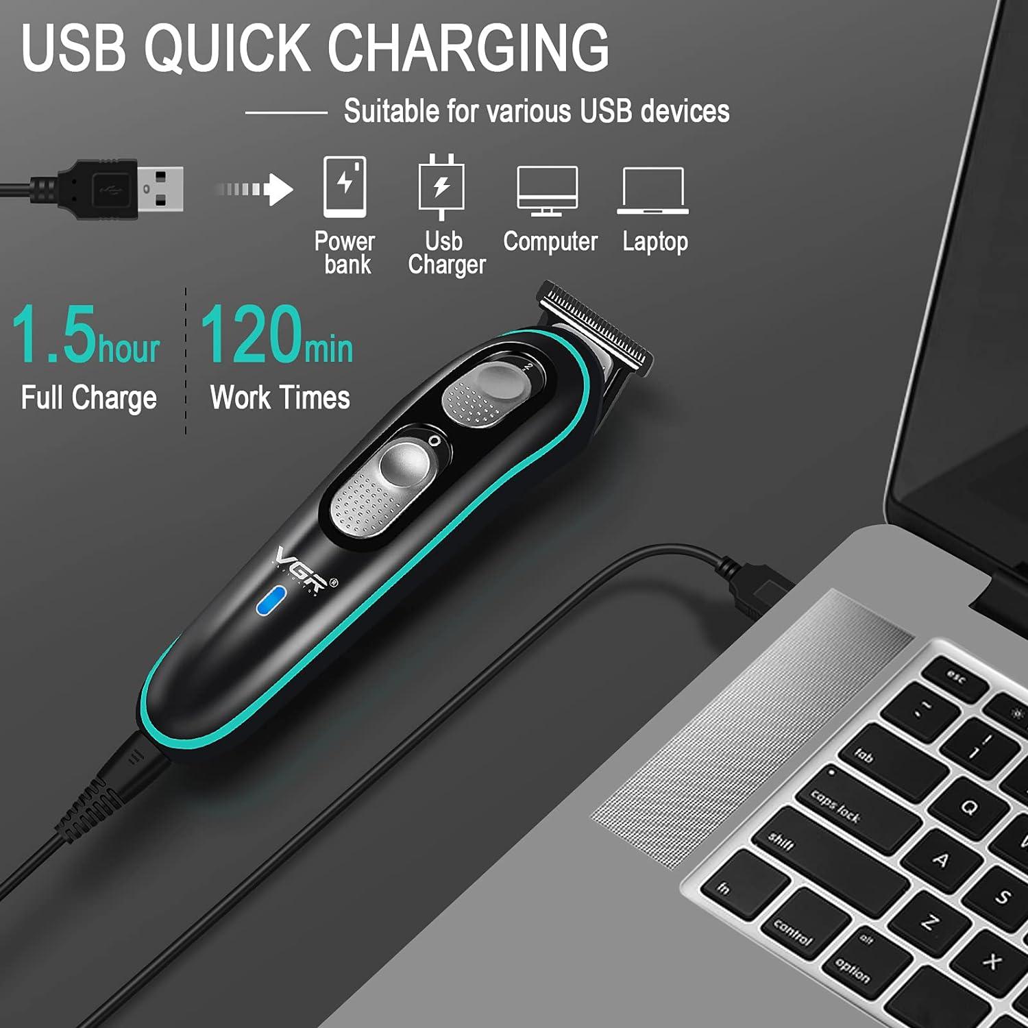 Professional USB Rechargeable Hair Clippers for Men Kids - Cordless ...
