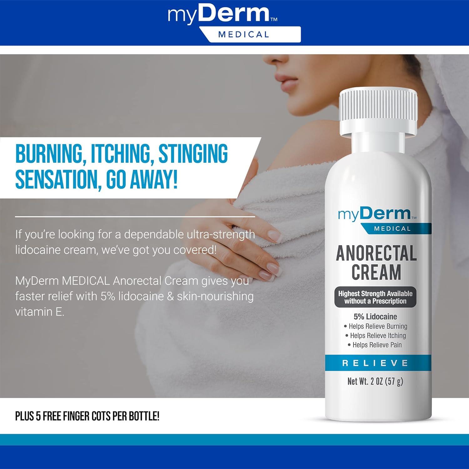 Myderm Medical 5% Lidocaine Anorectal Cream 2oz - Maximum Strength for ...