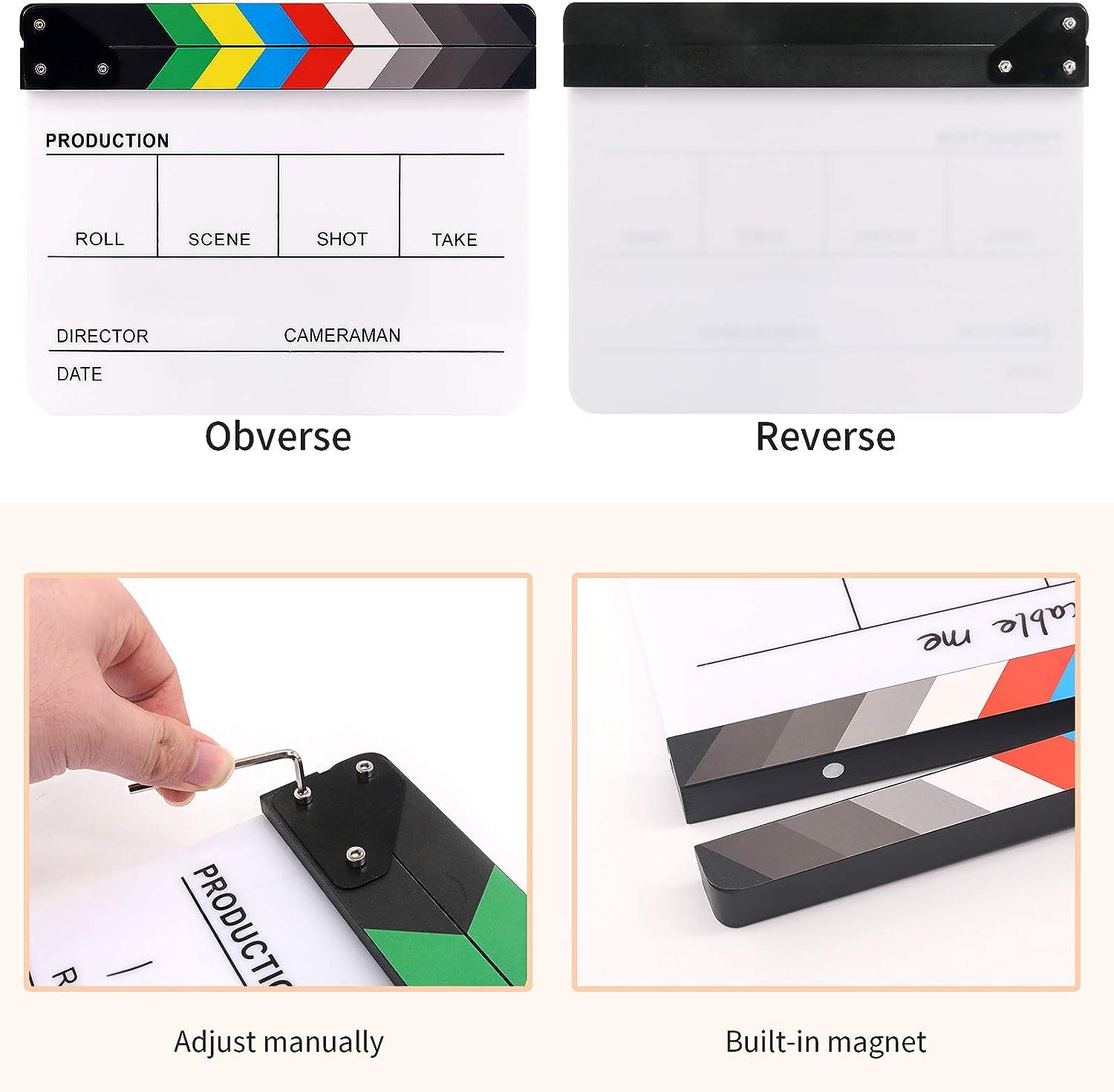 Rustark Acrylic 10x12 Movie Film Clap Board with Dry Erase Surface ...