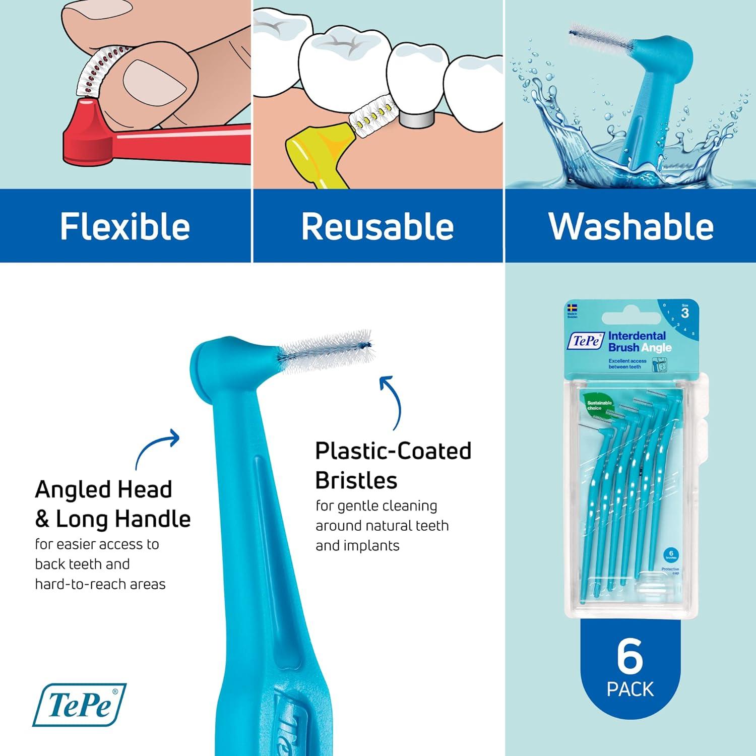 Buy Cep Interdent Tepe Angle 0.6mm - 6 Blue Interdental Brushes (1 Pack ...
