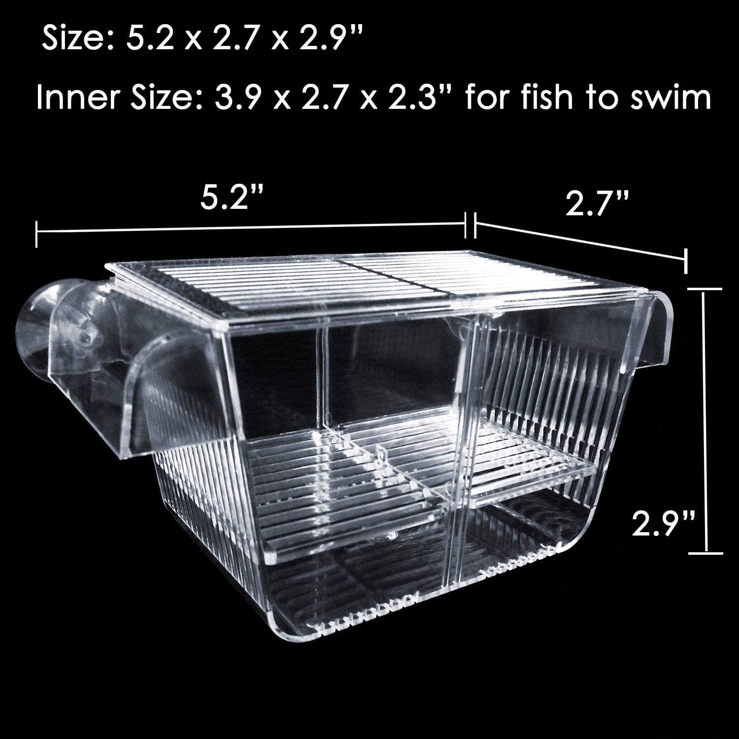 Acrylic Fish Breeding Box with Suction Cups - Aquarium Hatchery for ...