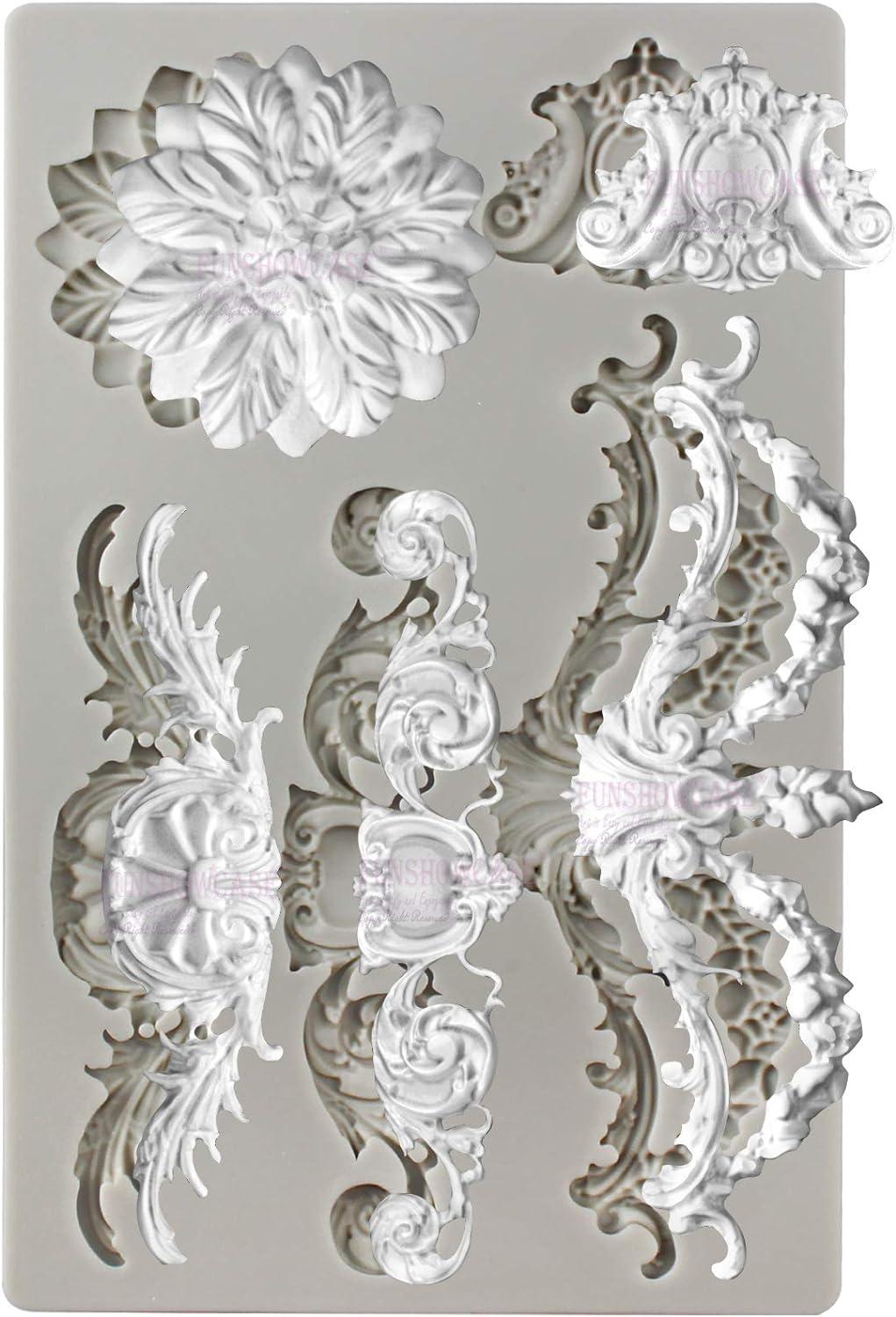 Baroque Style Silicone Molds 3-Pack - Cherub Birdbath & Art Deco ...