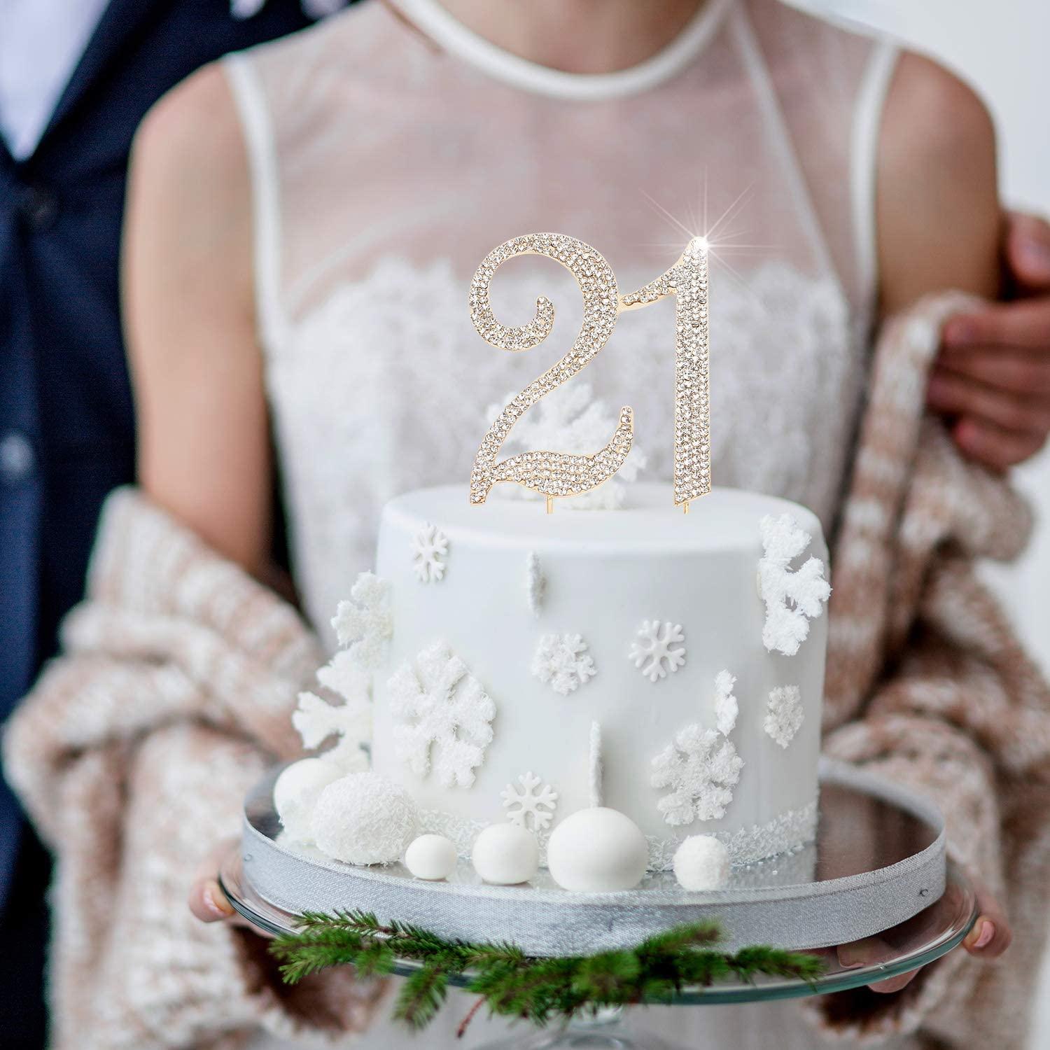 Hatcher lee Bling Crystal 21 Birthday Cake Topper - Best Keepsake ...