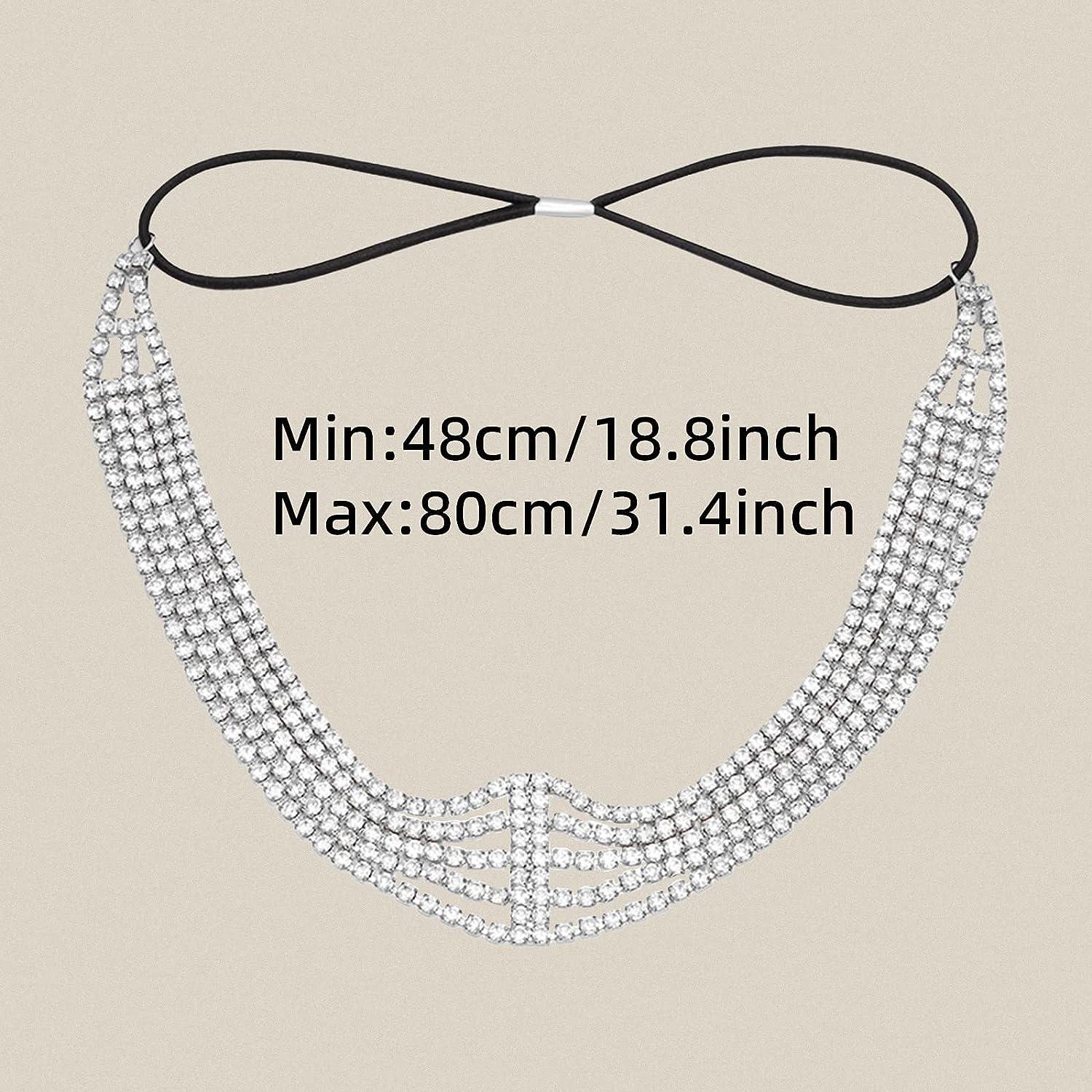 Silver Rhinestone Multi Layered Forehead Headband for Women and Girls ...
