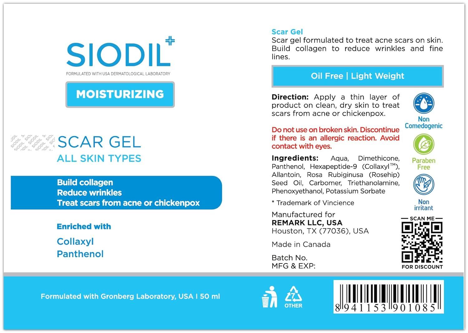 Siodil Moisturizing Scar Gel 50ml - Cruelty-Free & Non-Comedogenic ...