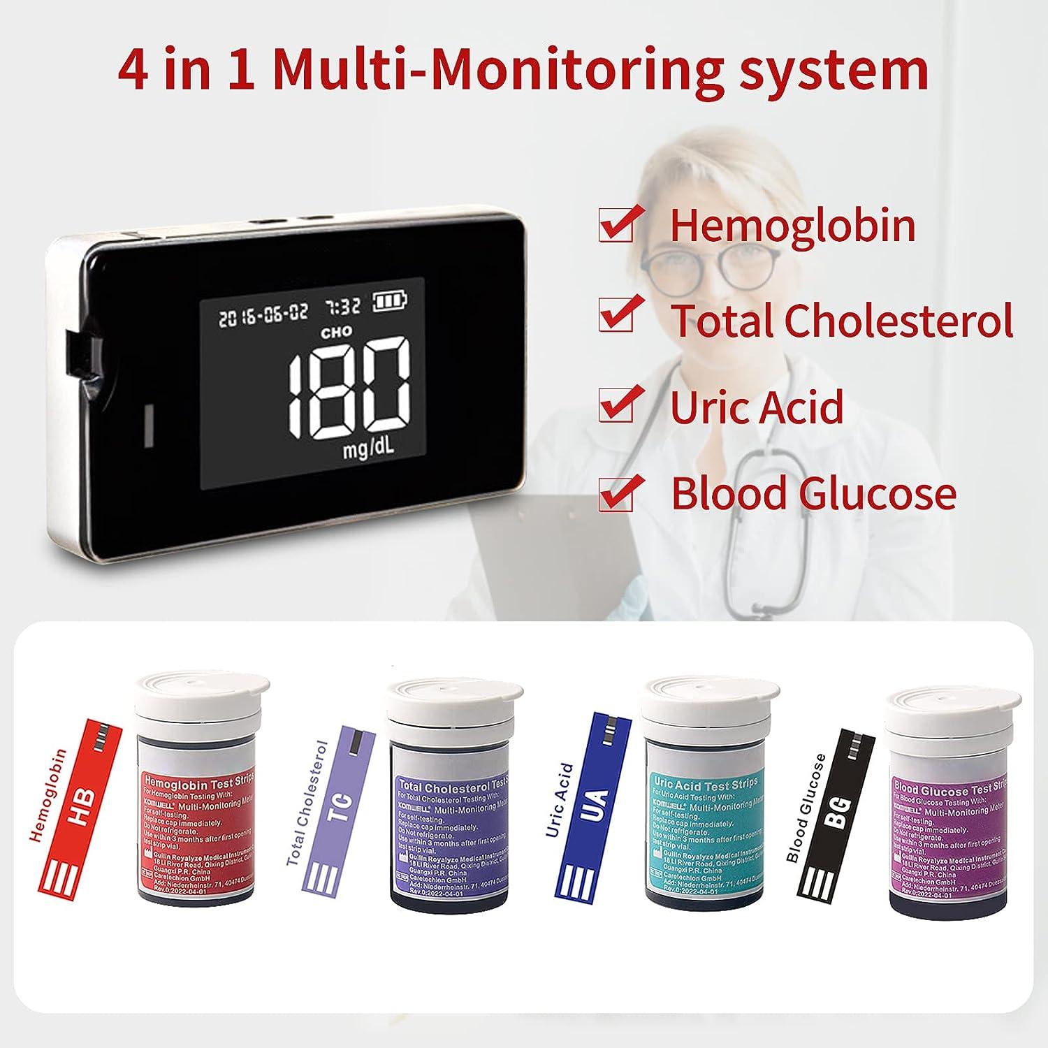 Accu-Answer 4 in 1 Test Meter Kit | Hemoglobin, Cholesterol & Uric Acid ...