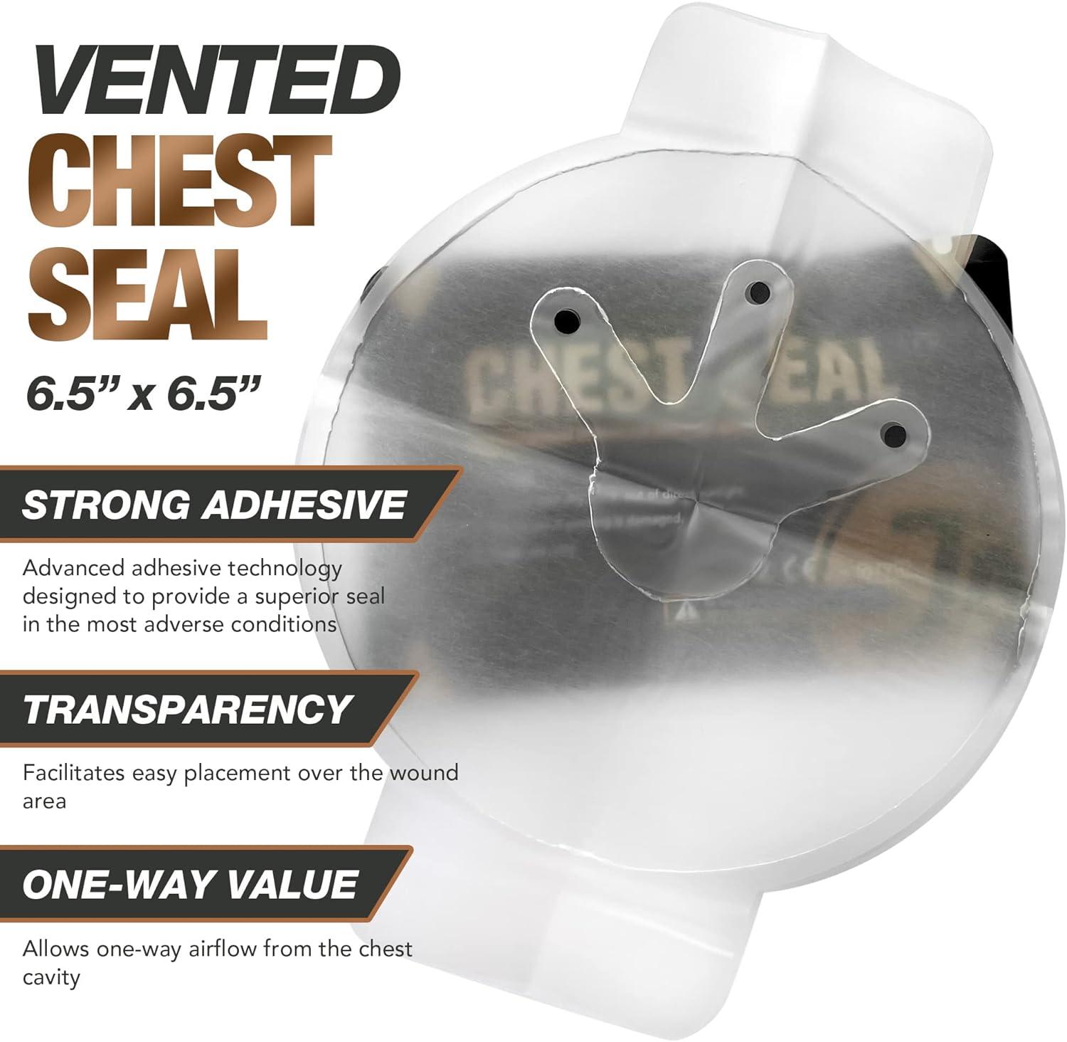 2-Count Chest Seal Vented for Open Sucking Chest Wounds | Emergency ...