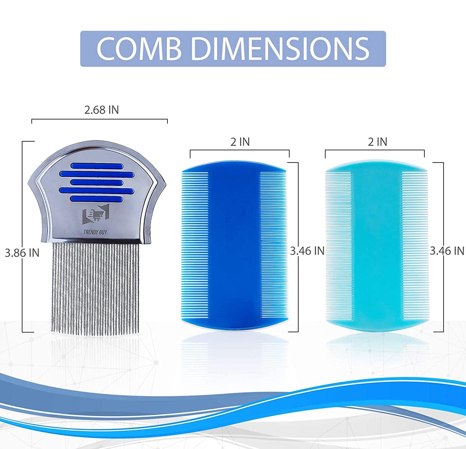 Trendy Lice Comb Pack of 3 for Head Lice, Dandruff, Eggs & Nits ...