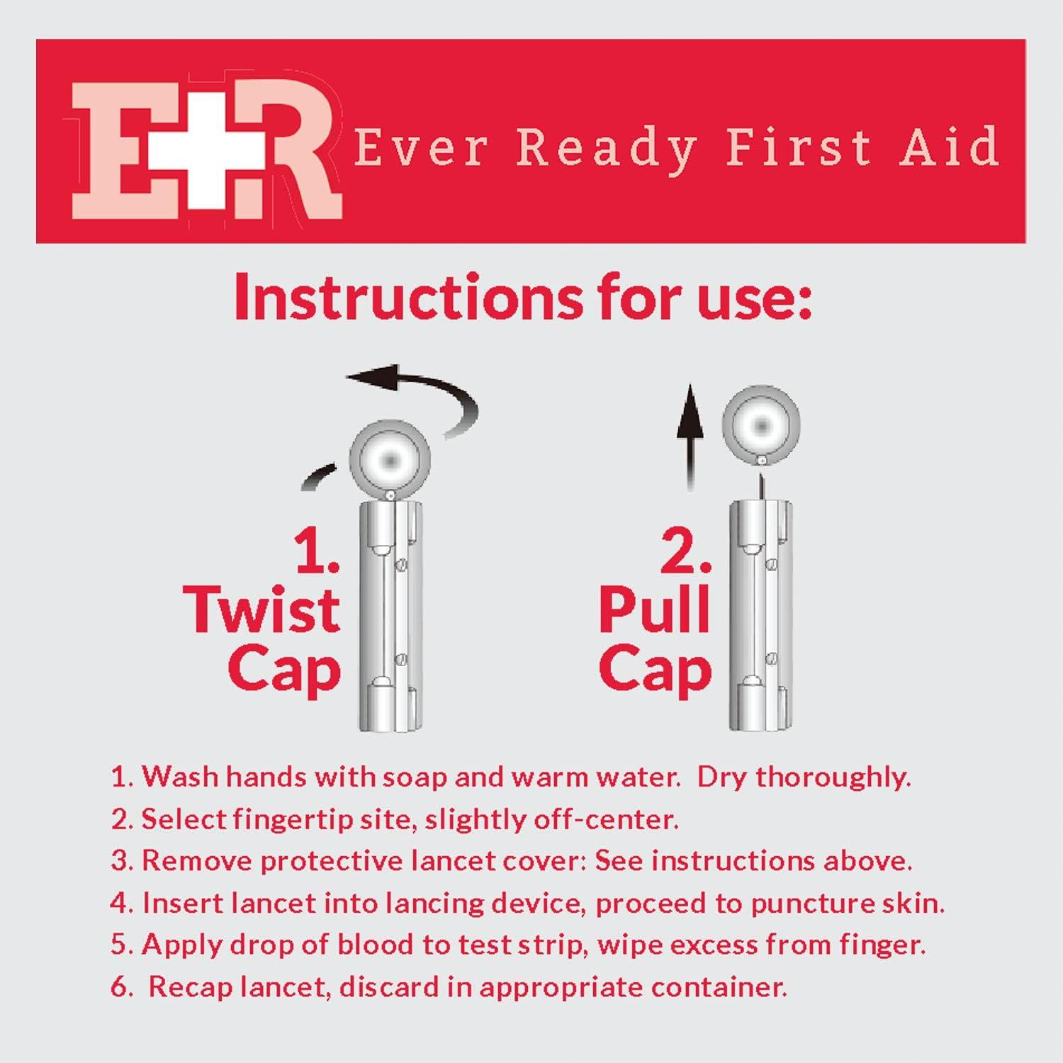 150 Count Ever Ready First Aid Sterile Twist-Cap Lancets 30G Purple ...