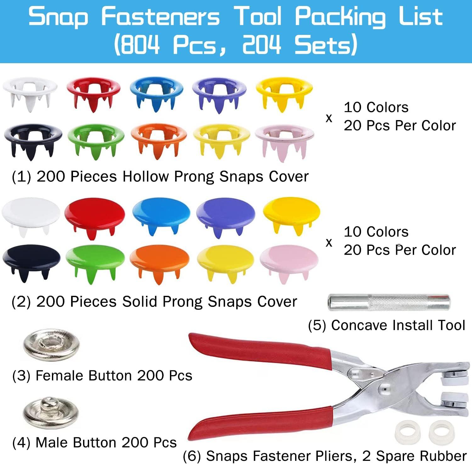 Snap Fasteners Kit with Pliers Tool - 804 Piece Snap Buttons for Sewing ...