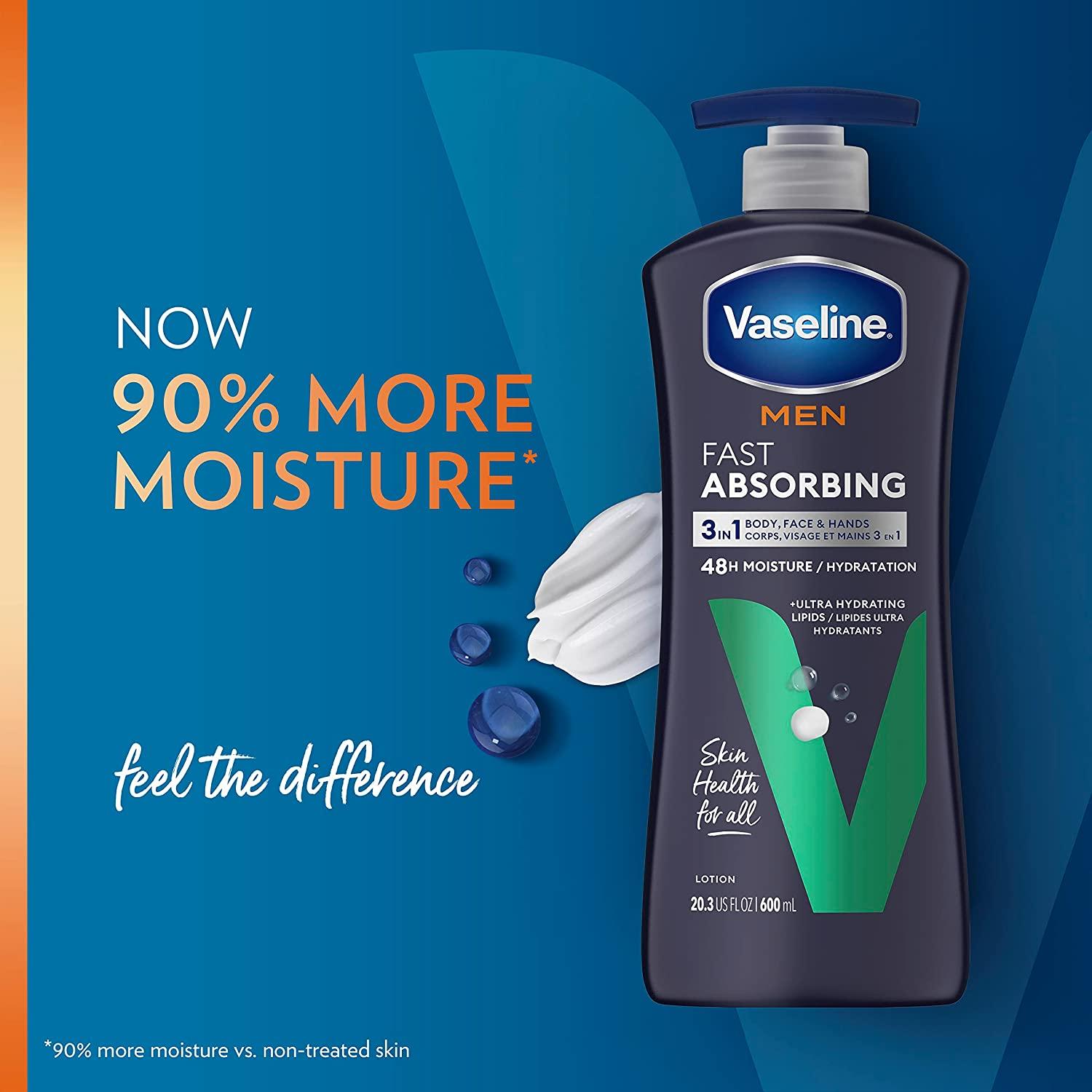 Vaseline Men's Healing Moisture Hand & Body Lotion - 20.3 oz Pack of 3 ...