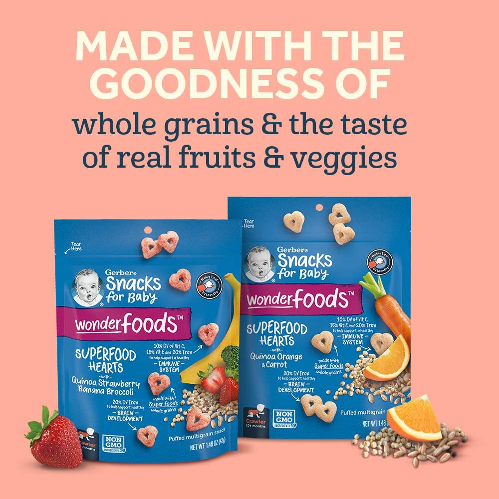Gerber Baby Food Crawler Superfood Hearts Quinoa Strawberry Banana ...