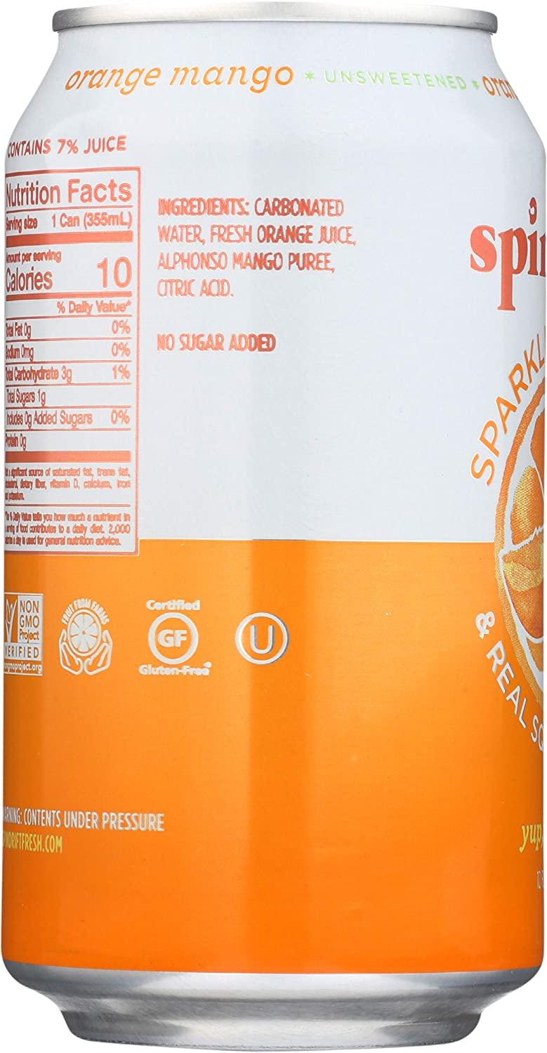 Spindrift Orange Mango Sparkling Water 12oz (8 Pack) | Buy Now with ...