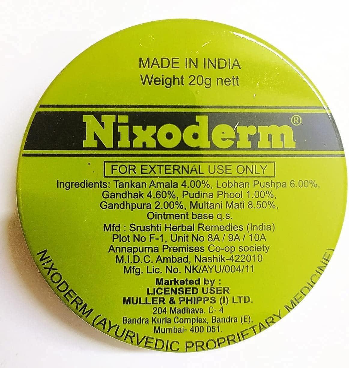Nixoderm Ayurvedic Ointment Cream 20g - Skin Problems Relief | Buy Now ...