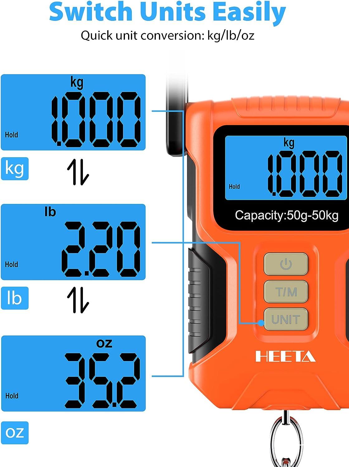 HEETA Waterproof Digital Fishing Scale 110lb/50kg with Memory Function ...