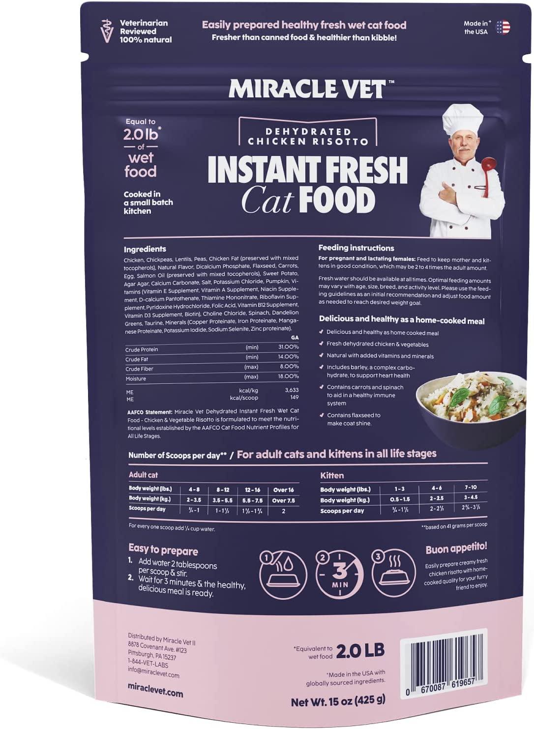 Miracle Vet Dehydrated Cat Food Topper - Chicken Vegetable Risotto - 58 ...