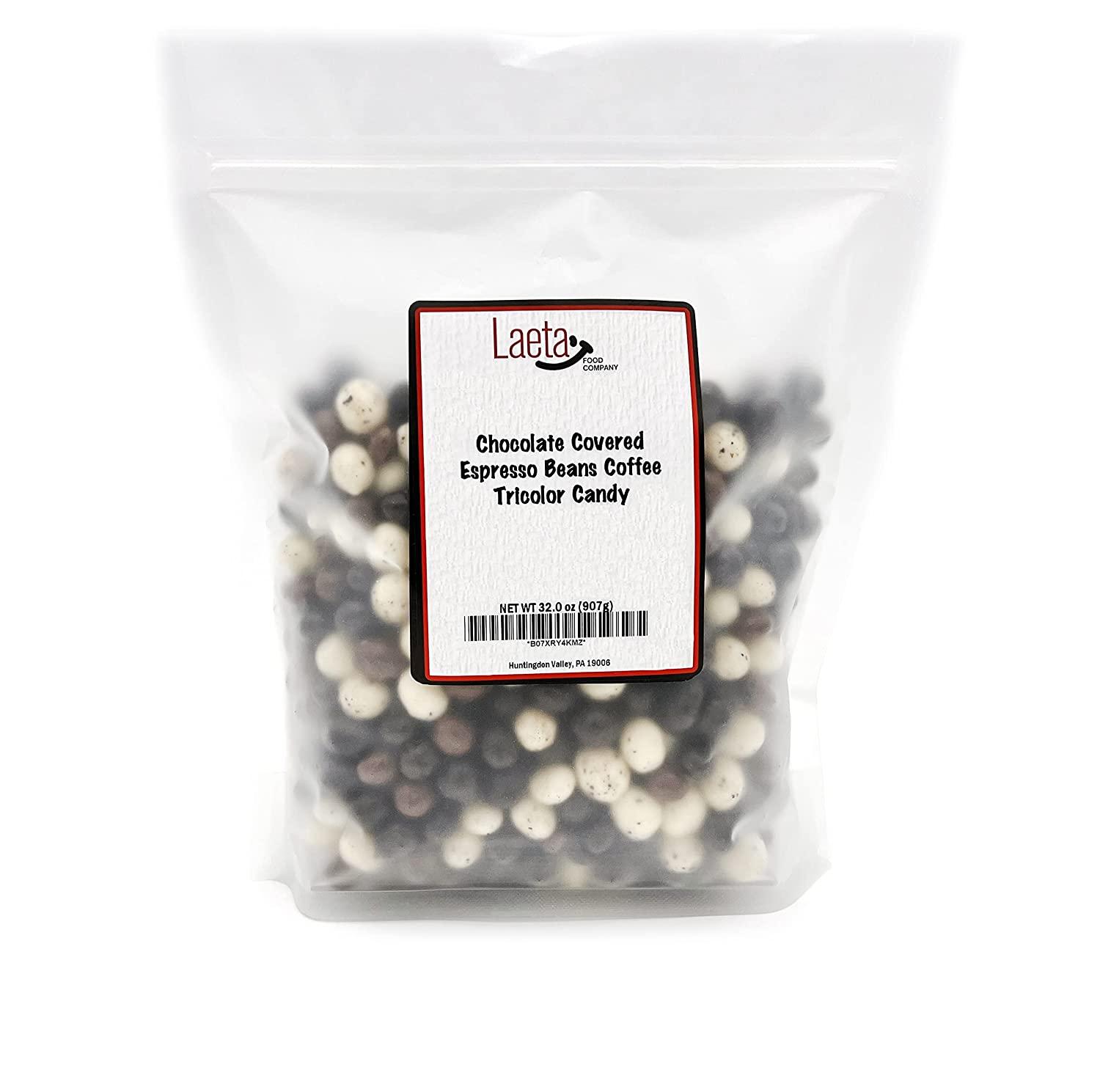 LaetaFood Chocolate Covered Espresso Beans Tricolor Bulk Candy - 2lb ...