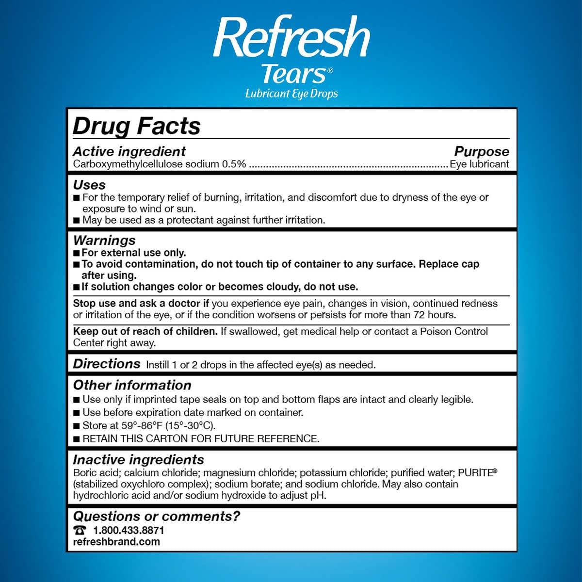 Refresh Tears Lubricant Eye Drops - 4x15ml + 1x5ml | Fast Relief for ...