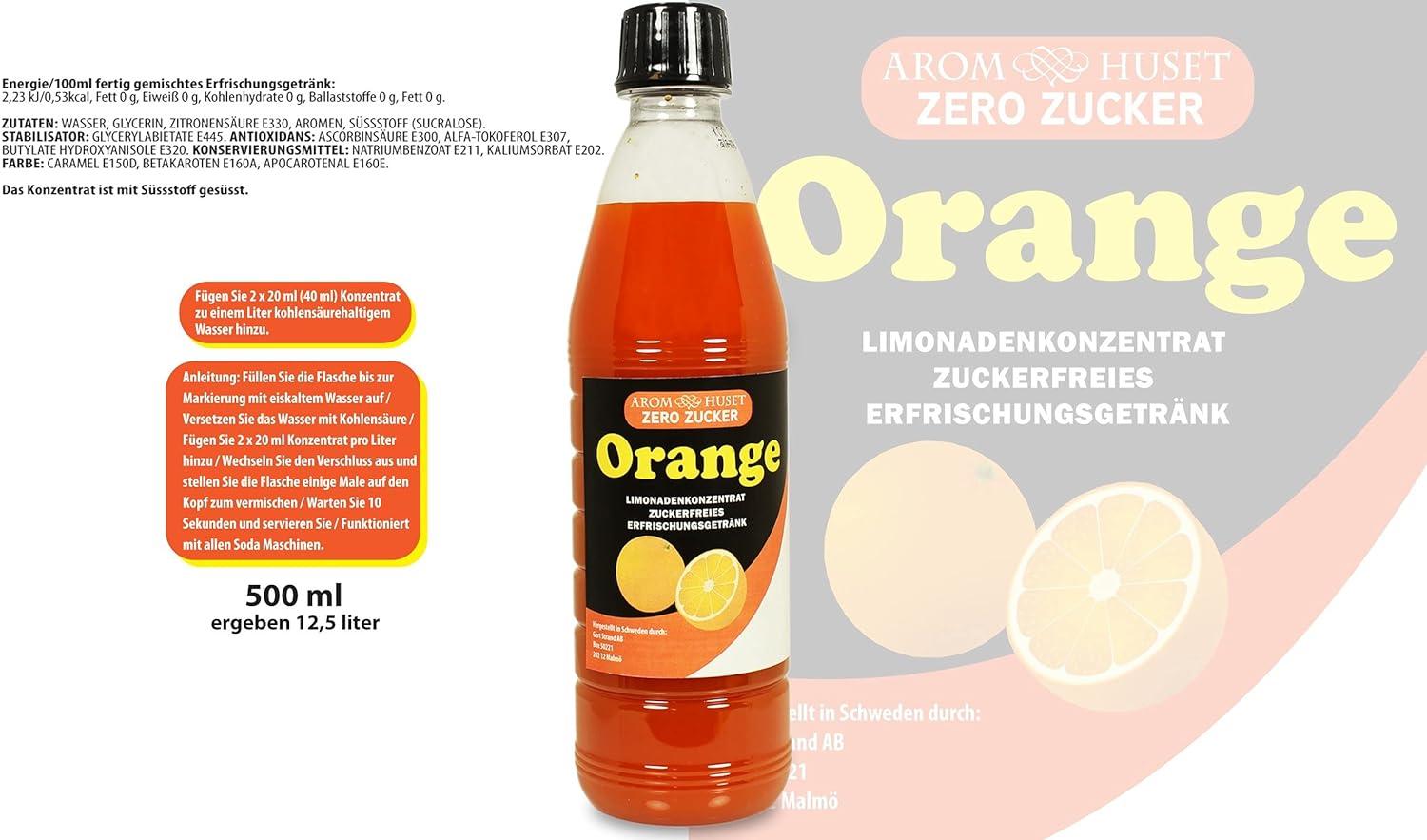 Zero Sugar Orange Soda Syrup Concentrate 500ml - Create 12.5L Sugar-Free Soft Drink with ...