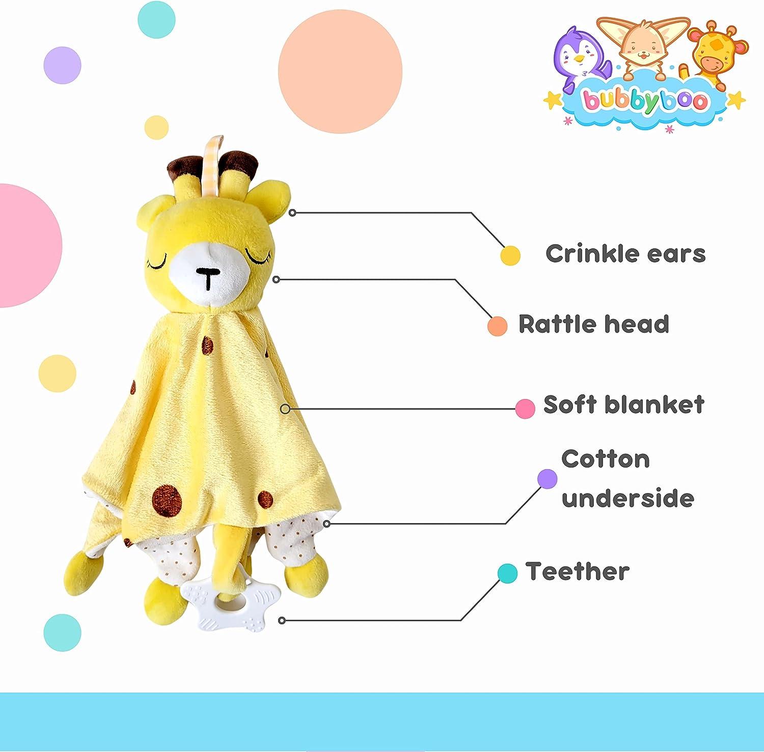 Bubby Boo Yellow Giraffe Stuffed Animal Security Blanket with Rattle ...