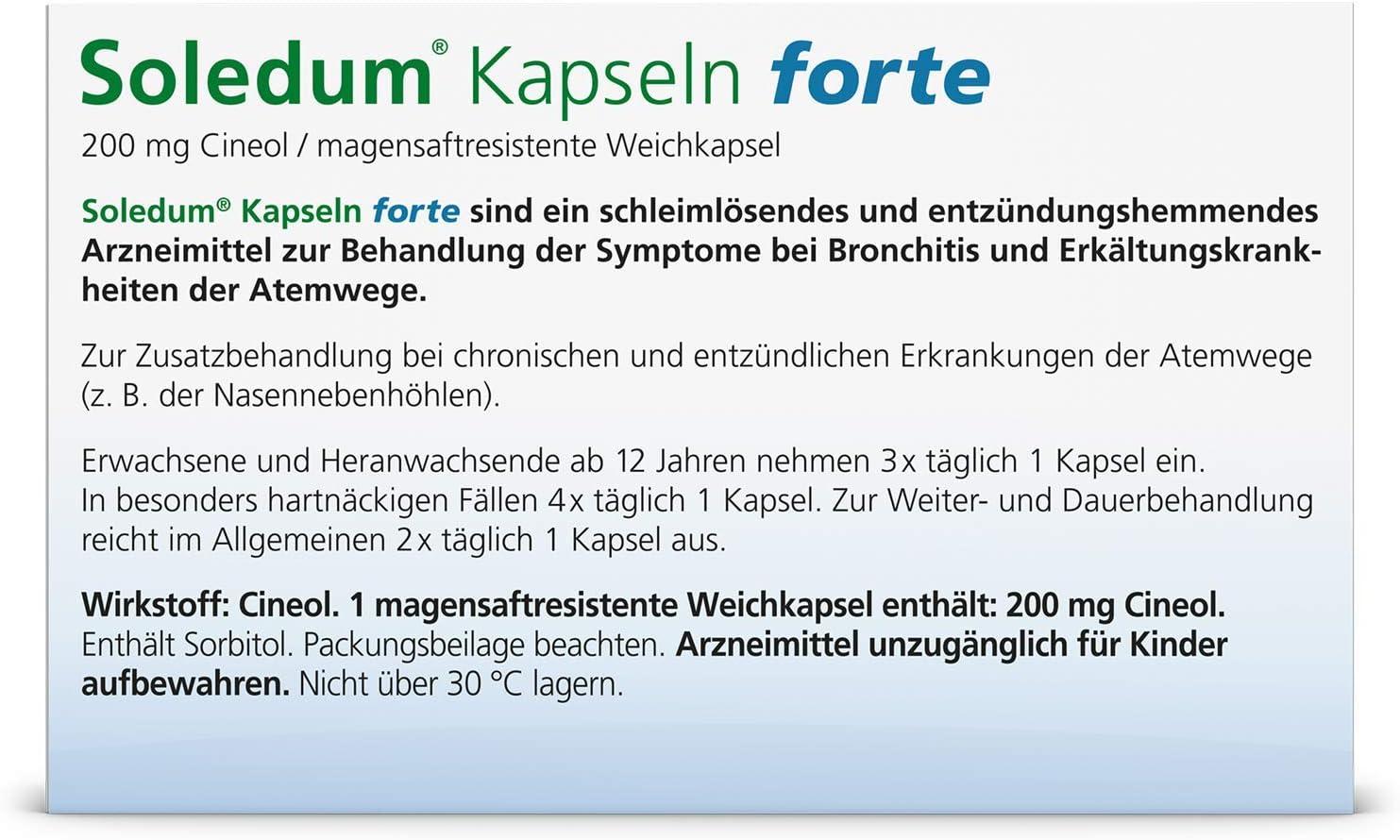 Soledum Capsules Forte | 50 Cold Relief Capsules with Cineole for ...