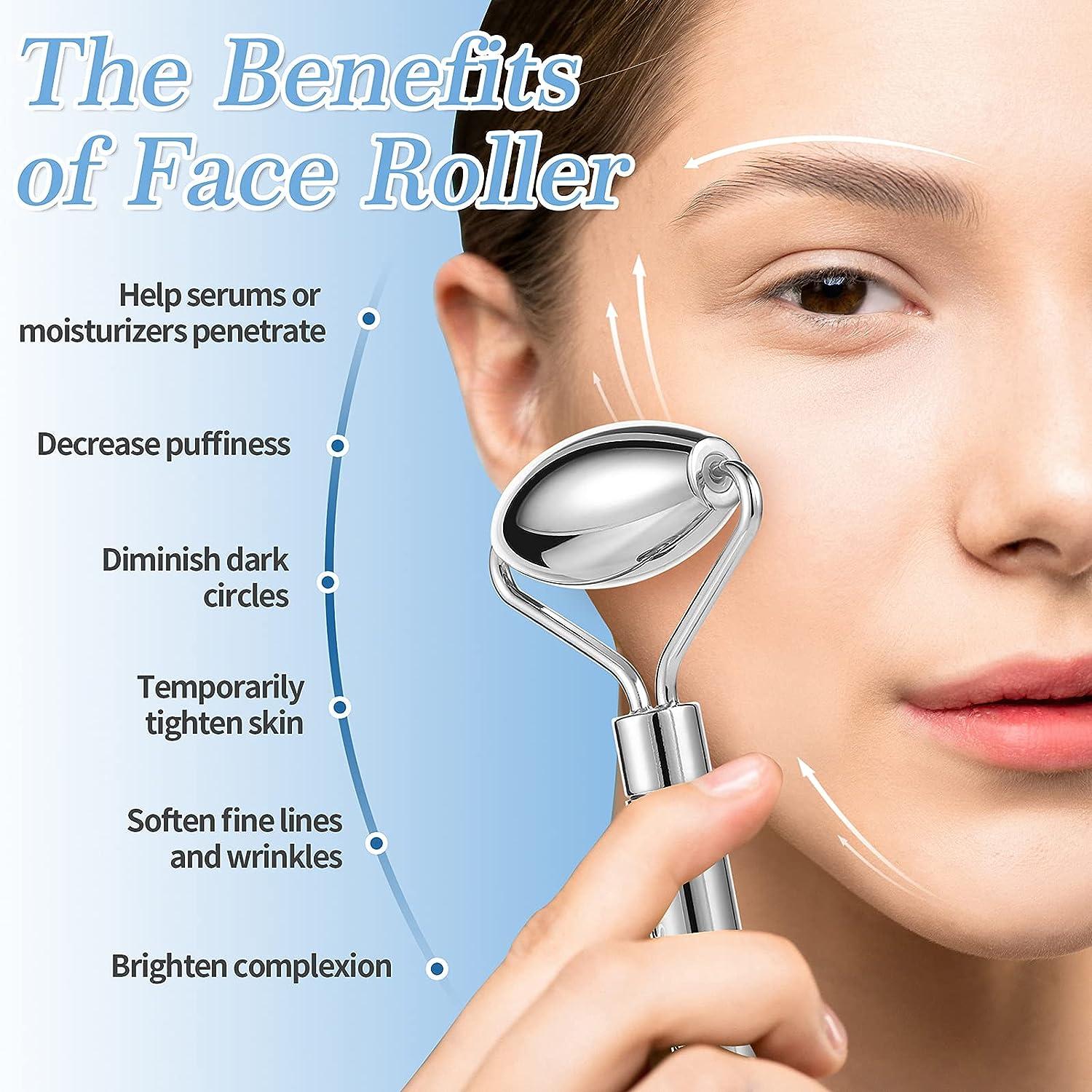 Supergiant Stainless Steel Face Roller and Gua Sha Set for Fine Lines ...