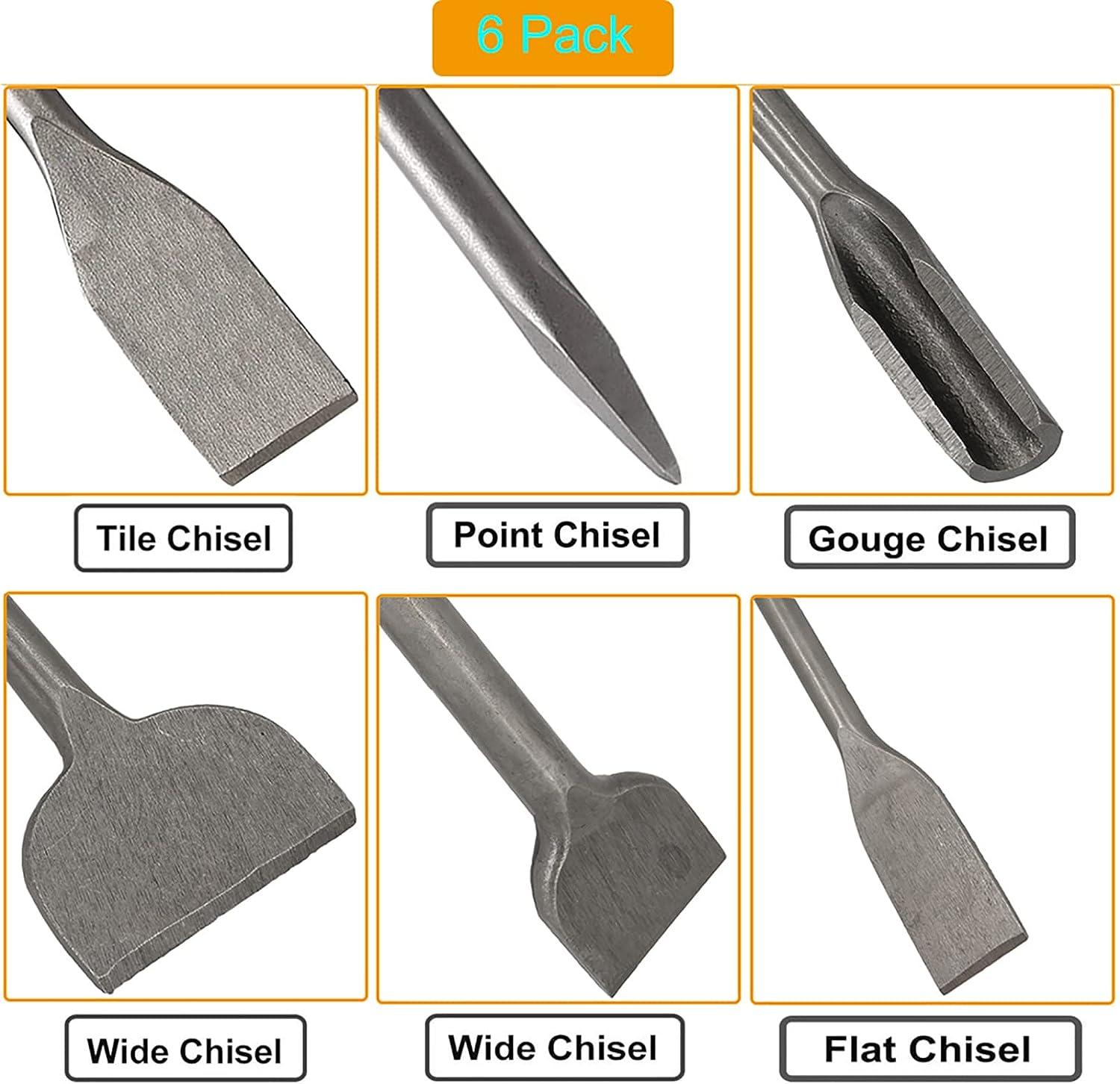 SDS Plus Hammer Drill Chisel Set Rotary Hammer Bits Set Including Tile ...