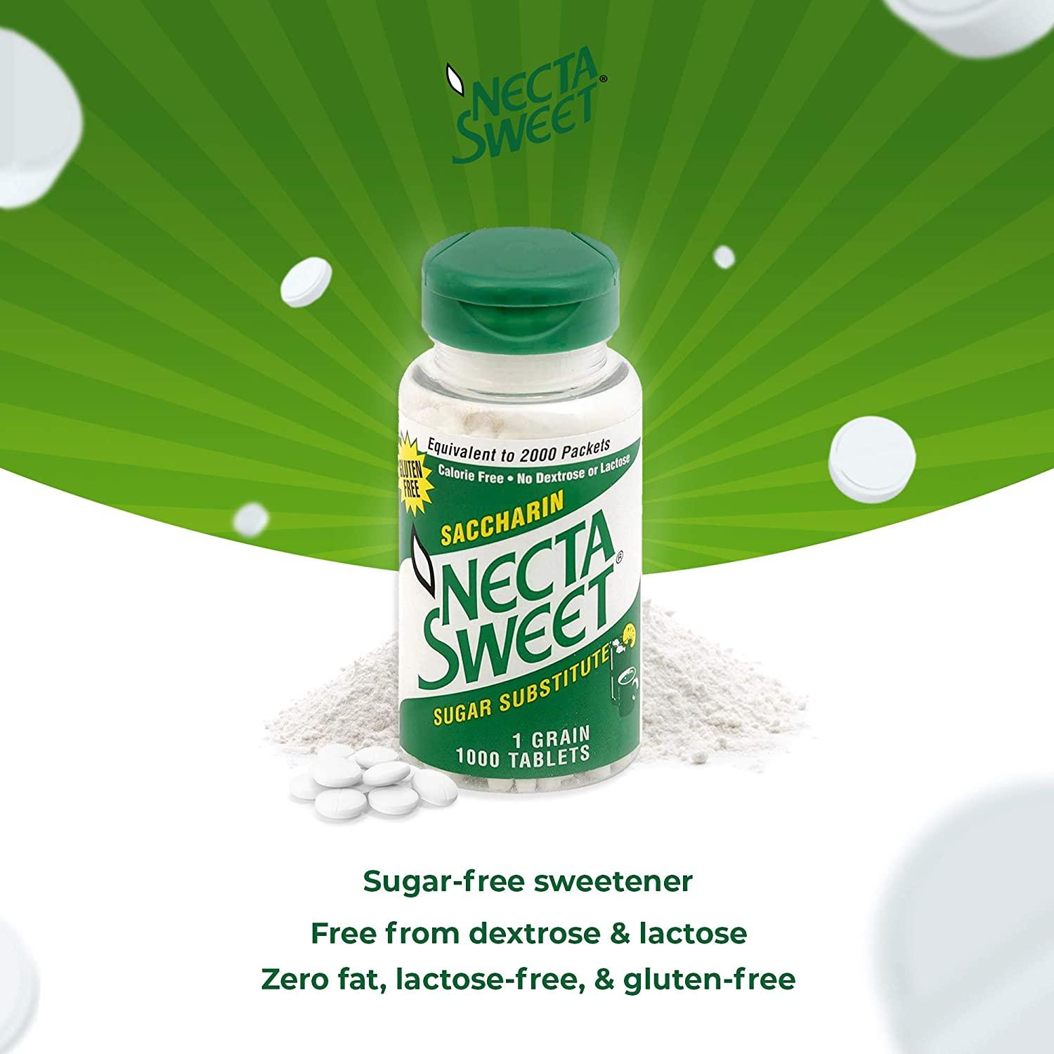 Necta Sweet 1-Grain Saccharin Tablets - Zero-Calorie Sugar Substitutes ...